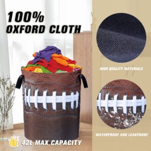 Football Laundry Basket American Ball Foldable Oxford Cloth Funny Tote Bag Laundry Hamper Clothes Storage Bucket Organizer For Bathroom/Laundry Storage/Bedroom 17.7x13.7 Inch