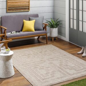 Mark&Day Outdoor Rugs, 8x10 Cassoday Modern Indoor/Outdoor Brown Area Rug, Non Shedding Brown Carpet for Patio, Porch, Deck, Bedroom, Living Room or Kitchen (7'10" x 10')