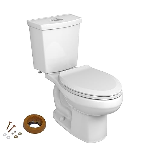 American Standard 606CA002.020 H2Option Two-Piece Toilet with Toilet Seat and Wax Ring, Elongated Front, Standard Height, Dual Flush, White, 0.92 - 1.28 gpf