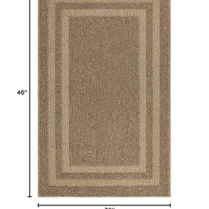 Mohawk Home Alden Sisal Geometric Border Tan 2' 6" x 3' 10" Area Rug Perfect for Living Room, Dining Room, Office