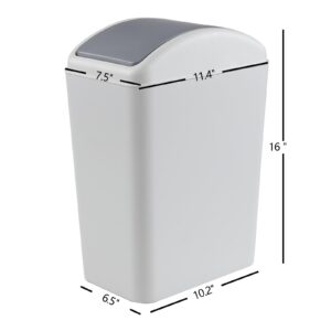 Nesmilers 16 Liter Swing Lid Garbage Can, Plastic Trash Waste Bin