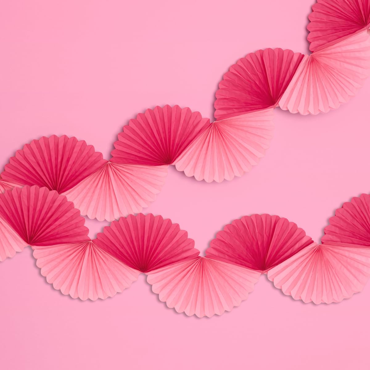 xo, Fetti Pink Paper Fan Garland - 6 Ft. | 3D Bachelorette Party Decorations, Birthday Party Supplies, Pink Preppy HBD, Baby Shower