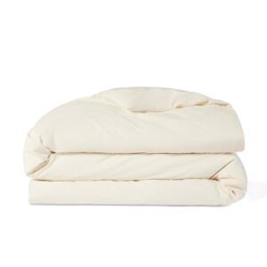 Brooklinen Organic Cotton Duvet Cover - 100% GOTS-Certified Organic Cotton, Full/Queen Size in Vanilla with Extra-Long Corner Ties and Button Closure |Best Organic Cotton Sheets