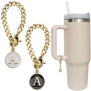 wabogove letter charm accessories for stanley cup 2pcs initial name id personalized handle charm for stanley tumbler (a)