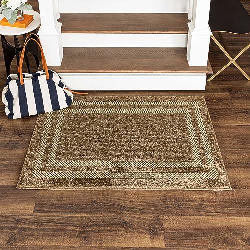 Mohawk Home Alden Sisal Geometric Border Tan 2' 6" x 3' 10" Area Rug Perfect for Living Room, Dining Room, Office