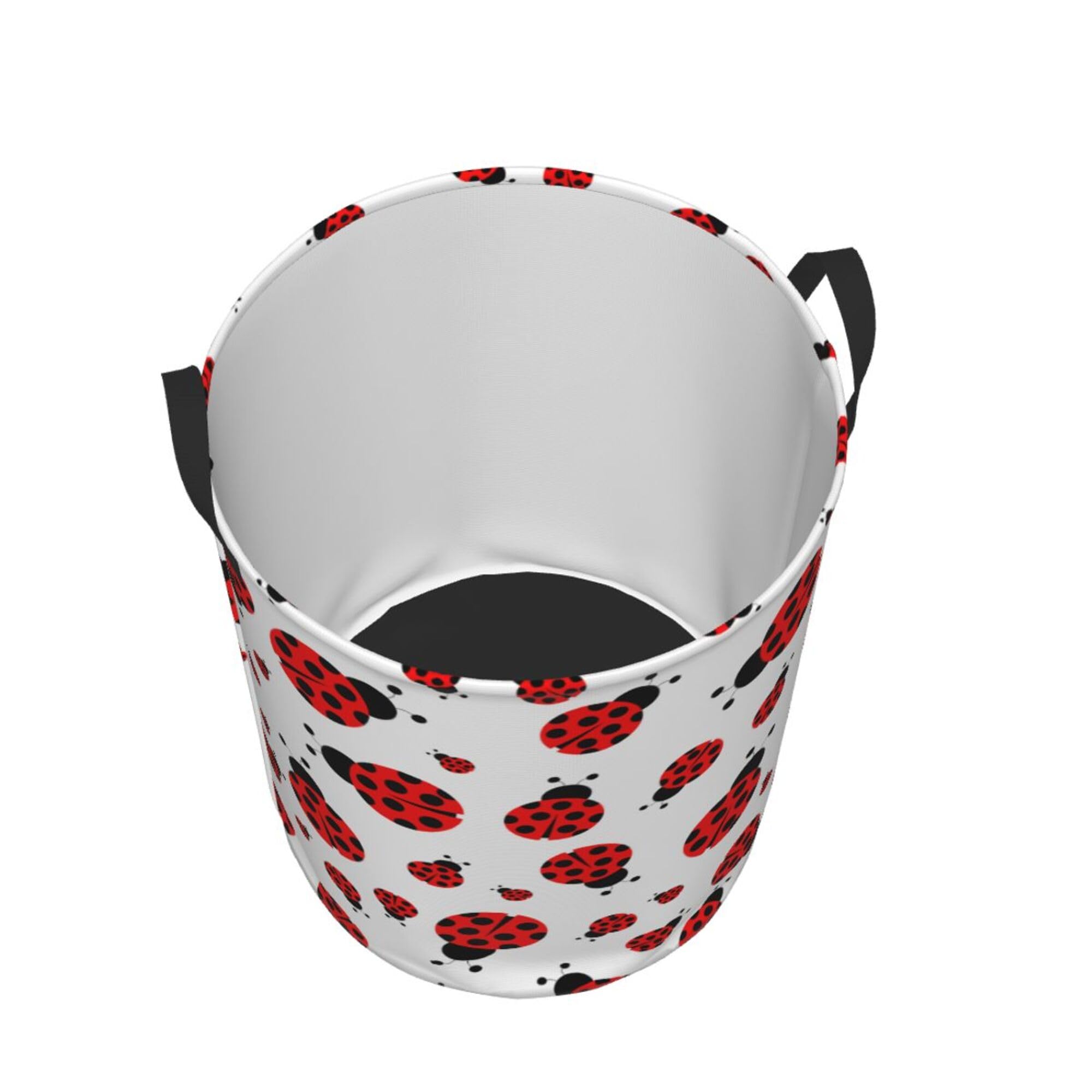 Laundry Hamper Compatible With Ladybug Red Black Dots White Collapsible Large Clothes Basket with Easy Carry Extended Handles for Clothes Toys Bathroom Nursery