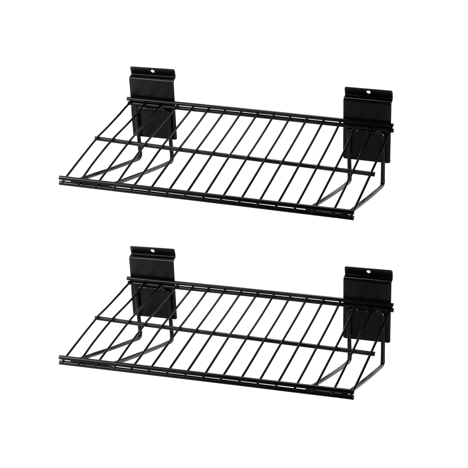 PYBTOOL Slatwall Shelves, Slatwall Accessories, Slat Wall Wire Shelf, Heavy Duty Garage Storage Slatwall Shelf(2 Pack) (16-Inch Width)