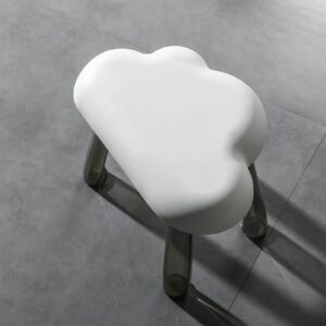 JUOPZKENN Childrens Stool, Childrens Stool Clouds Shape Top Transparent Leg Delicate Stool Clouds Shape Non Slip Chairs Delicate Plastic Stool, Home Decoration(White)