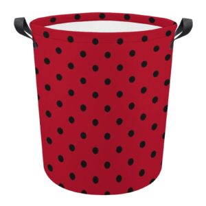 large laundry hamper, bag, red and black polka dots collapsible laundry basket dirty clothes washing bin for college dorm, family essentials