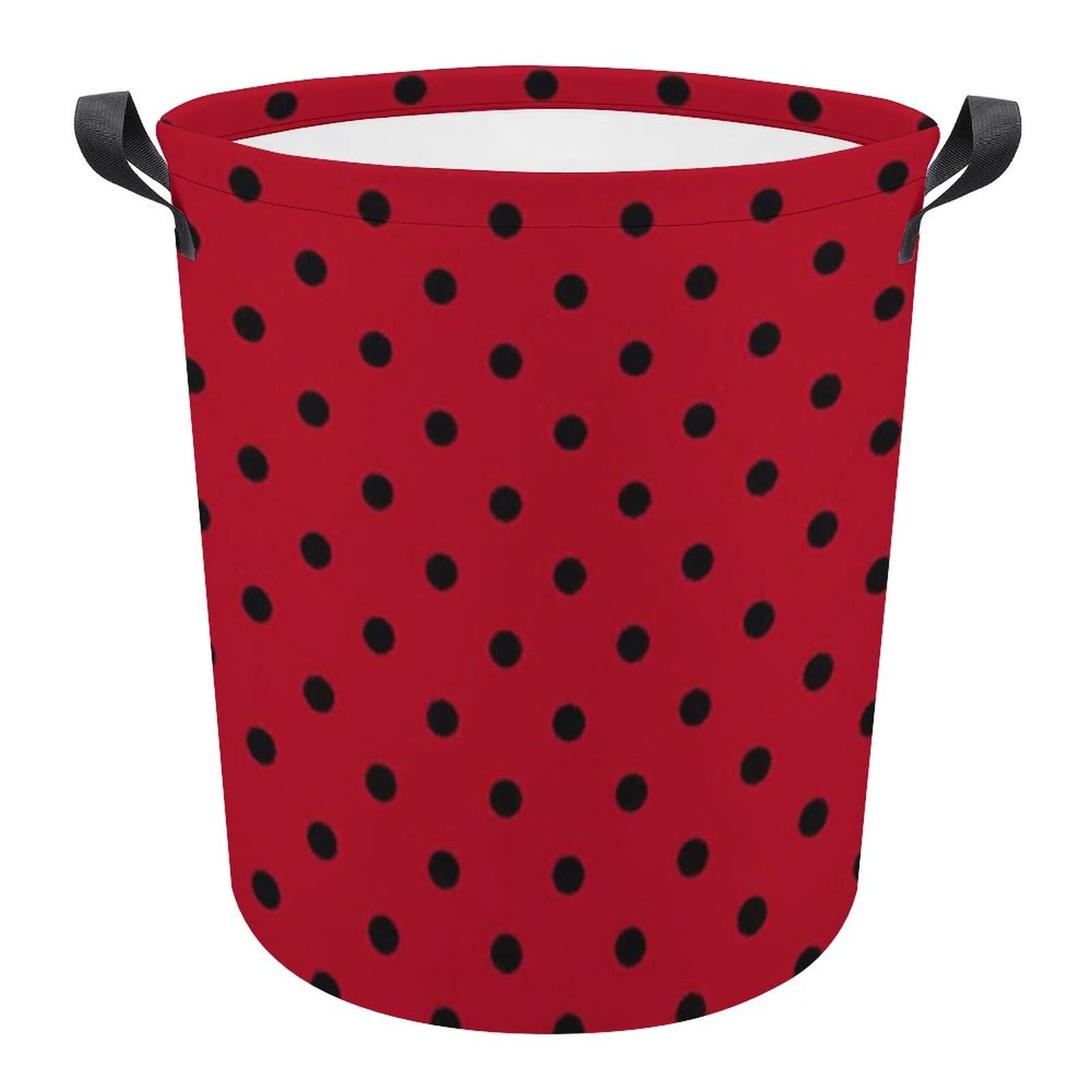 Large Laundry Hamper, Bag, Red and Black Polka Dots Collapsible Laundry Basket Dirty Clothes Washing Bin for College Dorm, Family Essentials