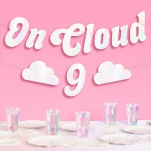 xo, fetti on cloud nine banner - white, 5 ft. | bachelorette party decorations, bride to be party supplies, cute baby shower decor, bridal shower, engagement photobooth backdrop