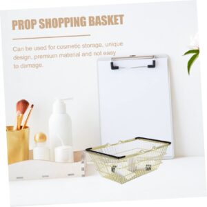 Cabilock 3pcs Shopping Basket Makeup Organizer for Drawer Wire Drawer Shopping Storage Basket Coin Pouch Vegetable Metal Basket Storage Stackable Wire Baskets Girl Heart Ornaments Alloy