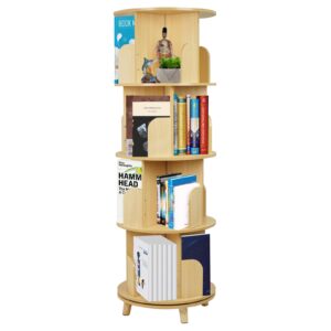 ybaymy Rotating Bookshelf, 4 Tier Floor Standing Bookcase Storage Rack, 360° Spinning Bookshelf with Legs Floor-Standing Bookcase Storage Rack for Bedroom, Living Room