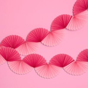 xo, Fetti Pink Paper Fan Garland - 6 Ft. | 3D Bachelorette Party Decorations, Birthday Party Supplies, Pink Preppy HBD, Baby Shower