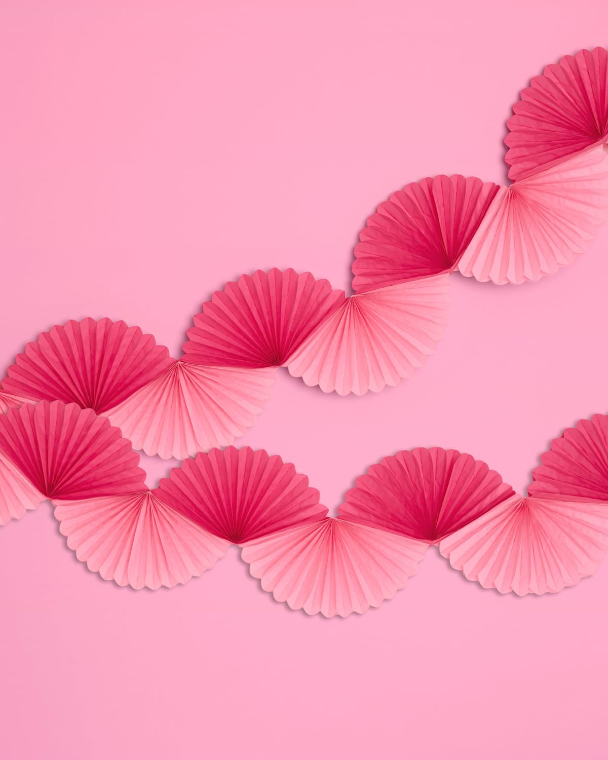 xo, Fetti Pink Paper Fan Garland - 6 Ft. | 3D Bachelorette Party Decorations, Birthday Party Supplies, Pink Preppy HBD, Baby Shower