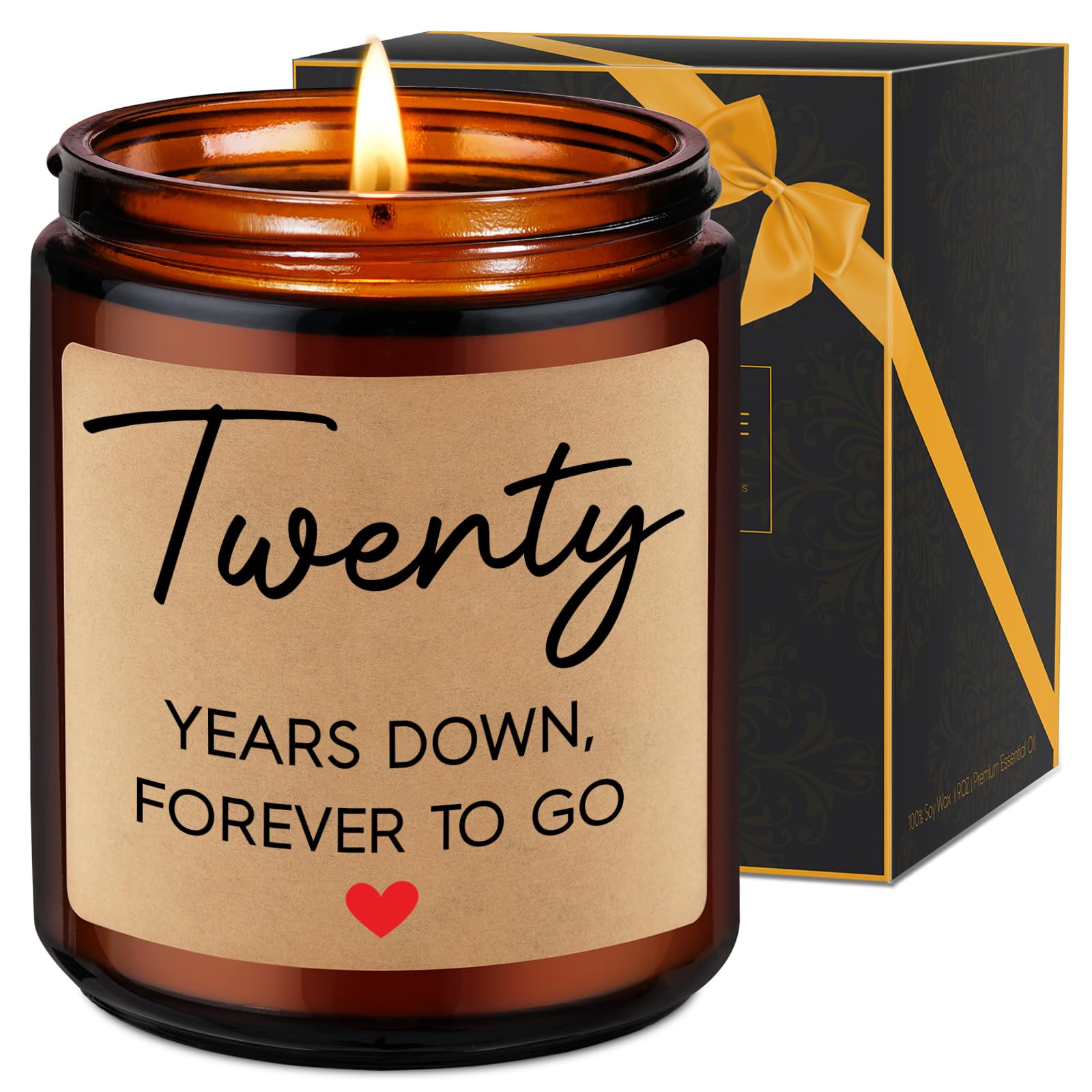 Fairy's Gift 20th Anniversary Candle Gifts, 20 Year Anniversary Romantic Gifts for Him Her Husband Boyfriend Wife GF, 20th Anniversary Couples Gifts, 20th Wedding Anniversary Happy Gifts for Couple