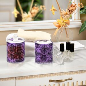 Halloween Purple Haunted Mansion Qtip Holder Dispenser Qtip Apothecary Jar Plastic Bathroom Storage Canister 10 Oz for Cotton Ball Swab Round Pads Floss 2pc