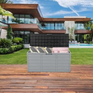 75 Gallon Deck Box for Outdoor Storage with Garden-Friendly Design, Ideal for Patio Furniture, Pool Toys, and Garden Tools, Measures 44 x 21.3 x 19.3 Inches,Black