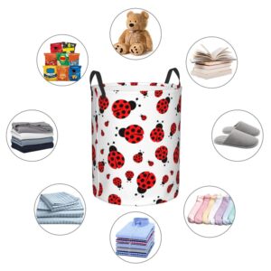 Laundry Hamper Compatible With Ladybug Red Black Dots White Collapsible Large Clothes Basket with Easy Carry Extended Handles for Clothes Toys Bathroom Nursery