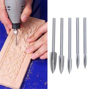 CHENJIN 1 Set Electric Milling Cutter 5-Piece Set 3 to 8mm Engraving Grinding Wood Crafts Rotary Tool Wood Carving Drill Bit Kit