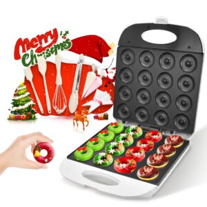 dsp all in one mini donut maker - non-stick, cool touch electric doughnut machine for 16 mini donuts - 1400w perfect for breakfast, snacks & desserts