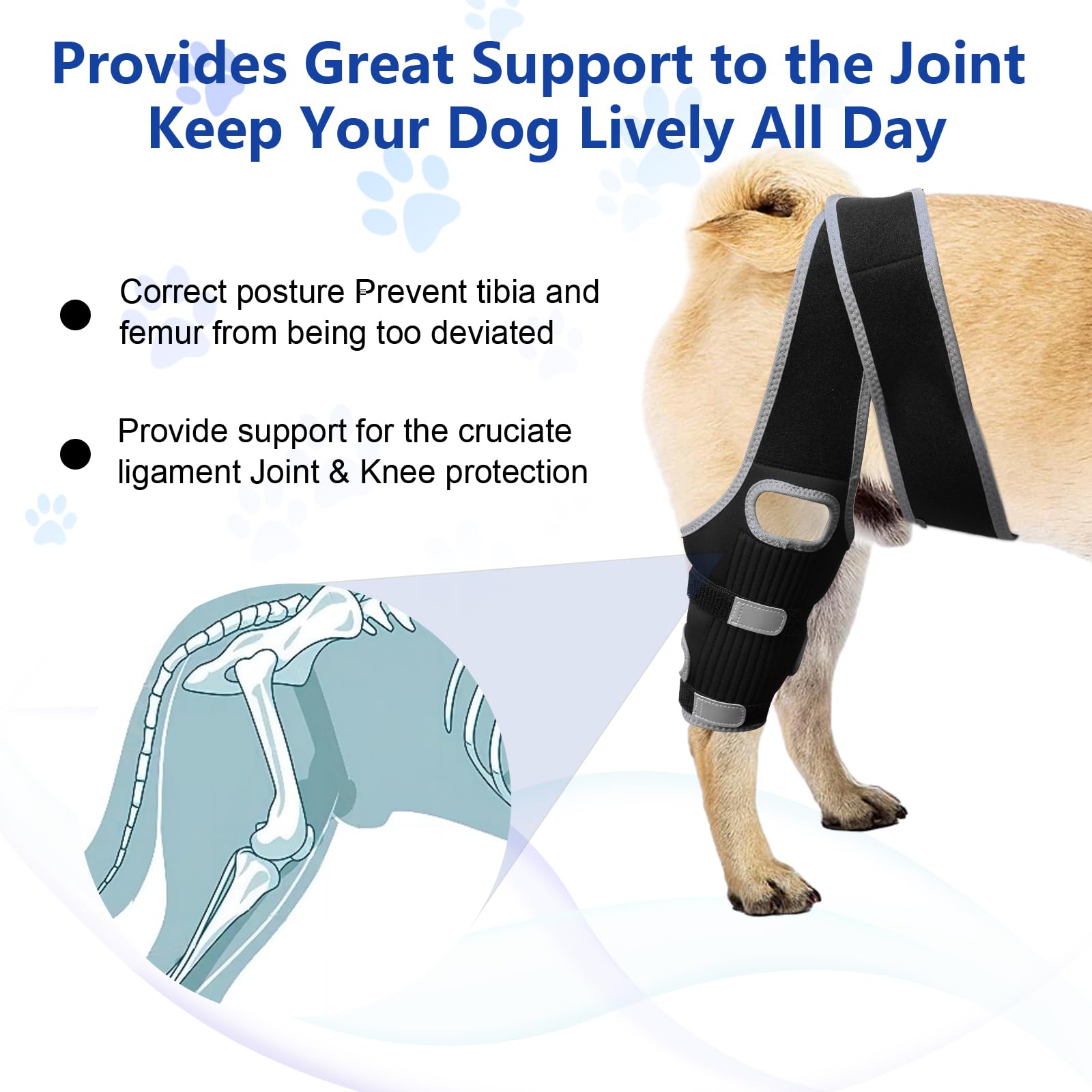 Dog Knee Brace with Side Stabilizers for Dog ACL, Adjustable Canine Shoulder Hip Wraps for Arthritis & Torn CCL, Wound Care & Loss of Stability from Arthritis, Injury & Sprain Protector (XL, Grey)