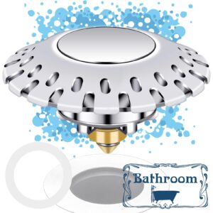 universal tub stopper bathtub drain plug, pop up drain hair catcher copper dual filtration, replaces bath tub lift & turn, tip-toe & trip lever, 2 in 1 strainer cover for 1.45 to 1.85" drain hole