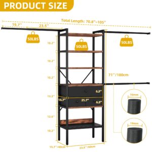 DWVO Closet System, Walk In Closet Organizer Systems with 3 Drawers, Closet Organizers and Storage with Shelves and 3 Expandable Hanger Rods, Fits 6-9 ft Space, Black