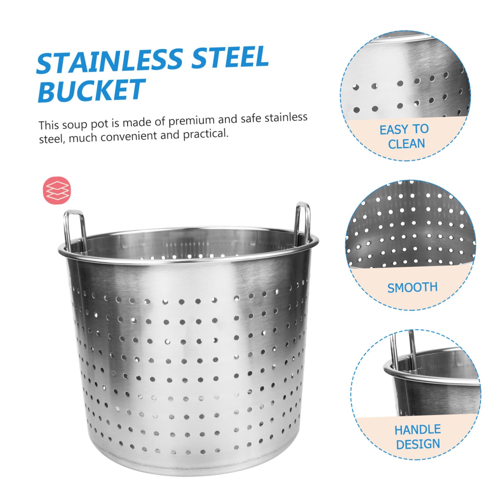 DOITOOL Crawfish Leaky Pot Crawfish Seafood Pot Seafood Boil Pot Stainless Steel Crawfish Pot Crawfish Crab Steamer Pot Strainer Basket Stock Pot Insert for Outdoor Cooking Accessories Silver