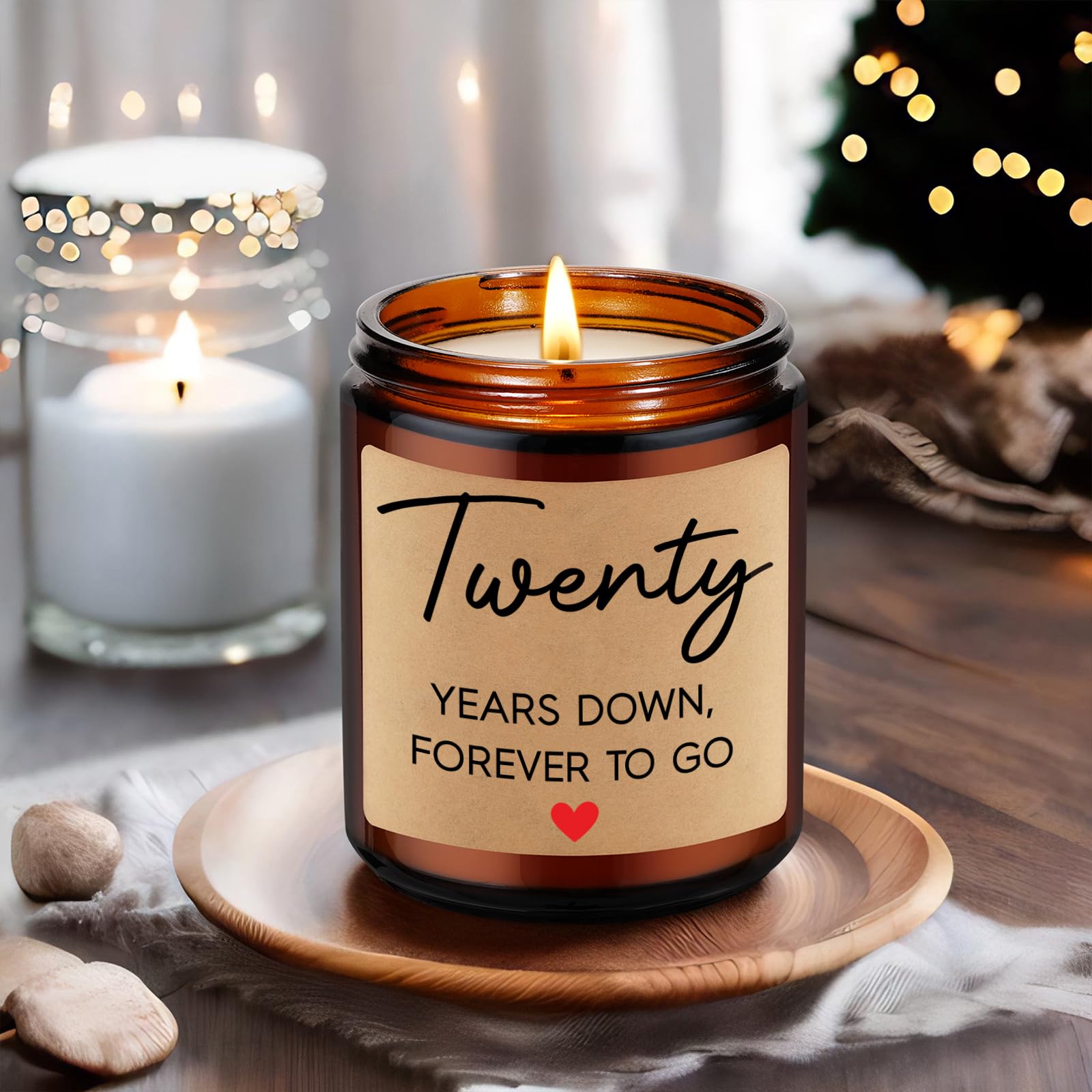 Fairy's Gift 20th Anniversary Candle Gifts, 20 Year Anniversary Romantic Gifts for Him Her Husband Boyfriend Wife GF, 20th Anniversary Couples Gifts, 20th Wedding Anniversary Happy Gifts for Couple