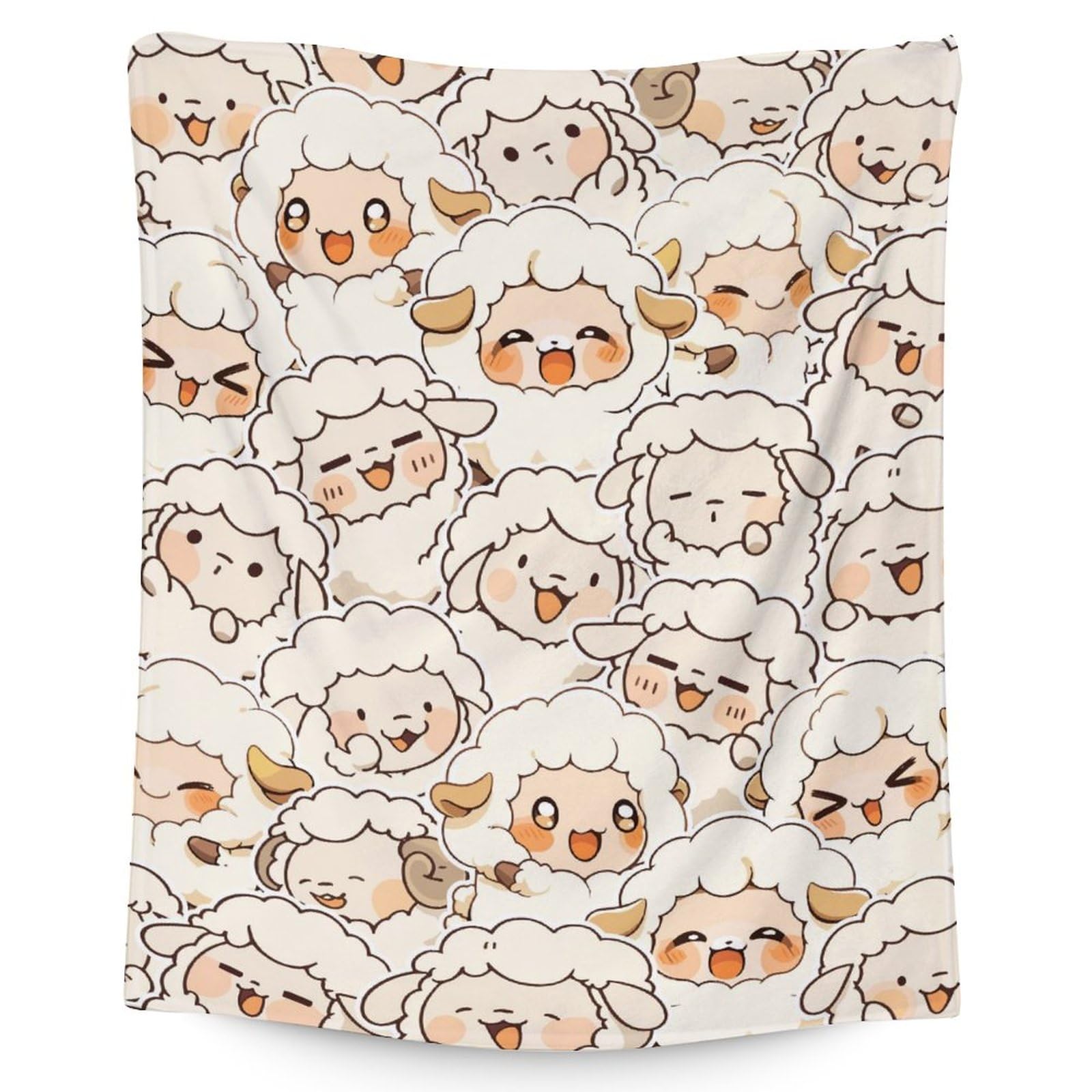 Sheep Throw Blanket - Soft, Fuzzy & Warm - 40x50 Inches Small Blanket for Couch, Sofa - White Cute Throw Gift for Boys, Girls