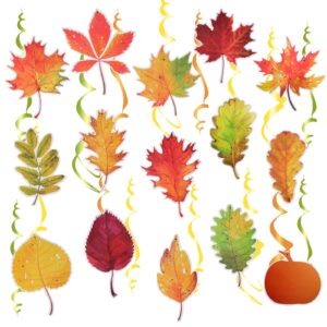 30pcs thanksgiving fall hanging swirls decorations hanging fall decor pumpkin maple leaf fall ceiling decorations for party home classroom autumn office work harvest streamers decor favors supplies