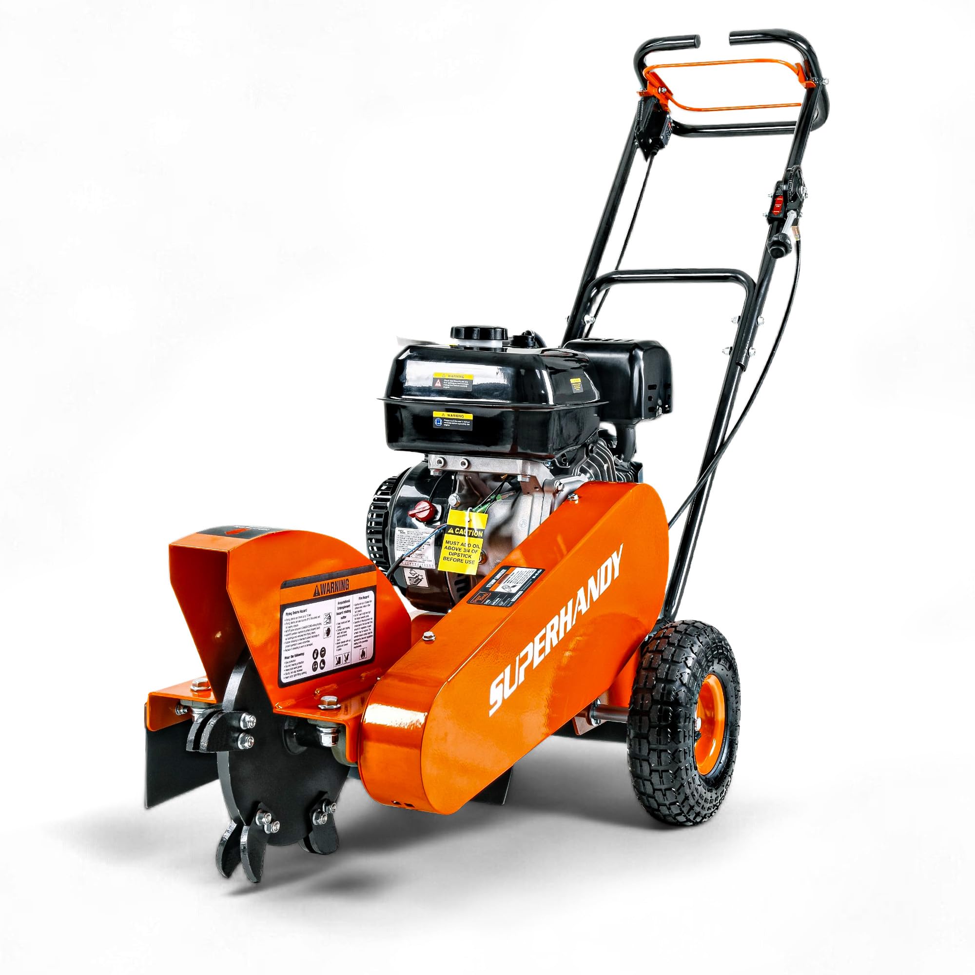 SuperHandy Gas Stump Grinder 9HP Engine - Direct Belt Drive, 12-inch Cutting Performance, 6 Carbide Teeth - Compact & Lightweight