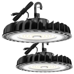 hyperlite high bay led lights 155w 140lm/w ufo led high bay light with us plug, non-dim, 5000k daylight etl listed led high bay shop lights for garage shop workshop barn 2pack