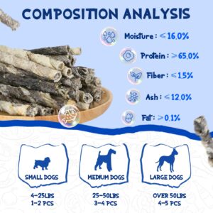 PAWUP Cod Skin Rolls Dog Treats Natural High Omega 3 Dog Snacks, Single Ingredient Cod Skin Chews for Small Dogs w/Taurine, 8 oz