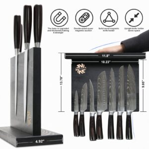 Knife Set with Block for Kitchen - 7Pcs Hand-Forged Kitchen Knife and Magnetic Holder with Ergonomic Handle-Perfect for Novice to Professional Chefs.