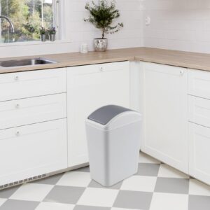 Nesmilers 16 Liter Swing Lid Garbage Can, Plastic Trash Waste Bin