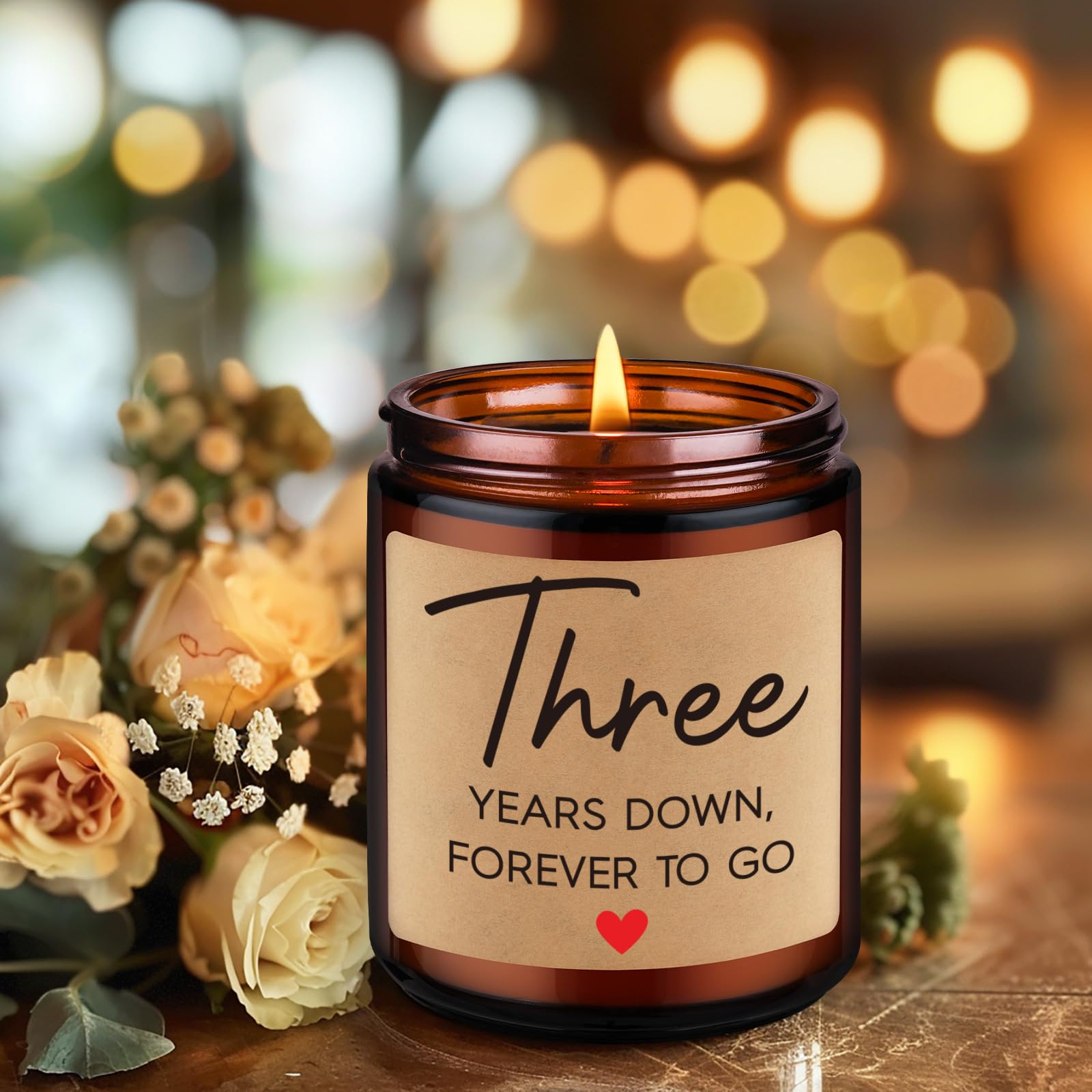 Fairy's Gift Anniversary Candle Gifts, 3 Year Anniversary Couples Gifts for Him Her Wife Boyfriend GF Husband - 3rd Anniversary Happy Gifts - 3 Year Wedding Anniversary Romantic Gifts for Couple