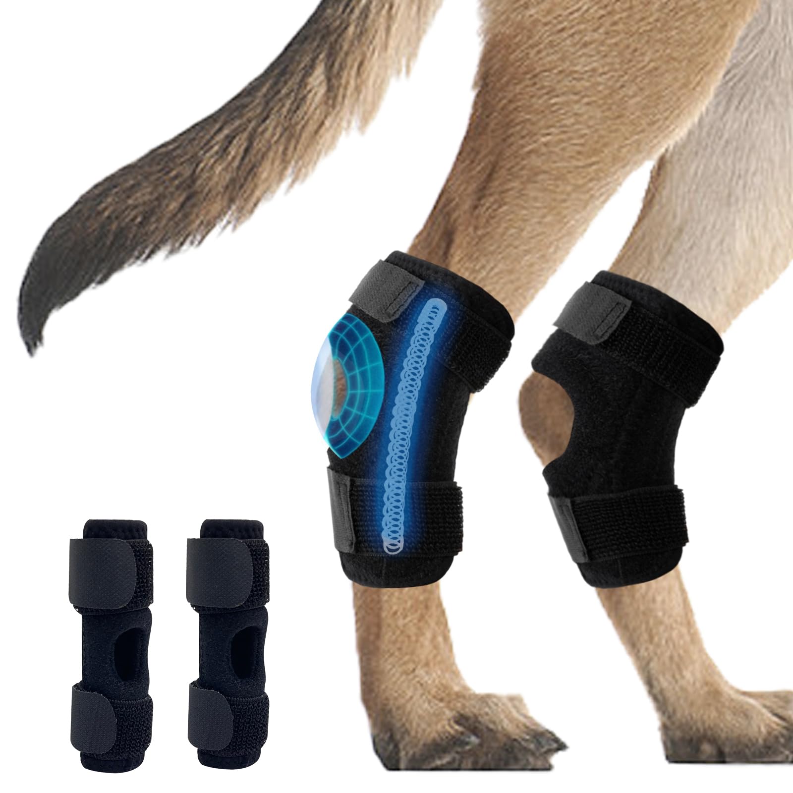 Dog Leg Brace for Font Rear Hock & Ankle, Canine Leg Joint Compression Wrap for Torn ACL & CCL, Dog Foot Injury and Sprain Protection, Wound Care and Loss of Stability from Arthritis 1pair (M)