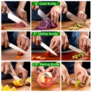 WELLSTAR Pro-Grade 3-Piece Chef Knife Set - Razor-Sharp High-Carbon Steel for Culinary Mastery at Home or Pro Kitchens