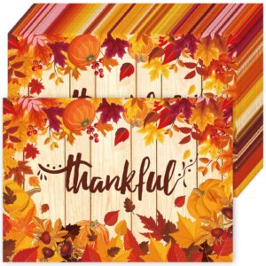 whaline 100pcs fall thanksgiving paper place mats pumpkin leaves disposable placemats autumn seasonal decorative paper table mats, 14 x 9.8 inch