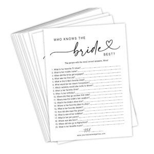 your main event prints bridal shower games who knows the bride best, fun activities for weddings, bridal showers and bachelorette parties (white)