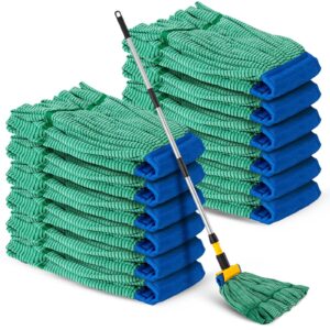 hushee 6 pack large microfiber tube mop heads 18 oz heavy duty commercial industrial wet mop head refill reusable machine washable looped end mopheads for hardwood, tile, laminate floors, green