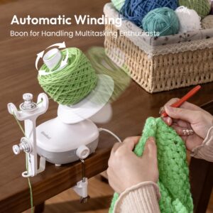 Etcokei Yarn Winder, Electric Yarn Ball Winder for Crocheting, Compact Yarn Cake Winder with Strong Tension Stepless Speed, Automatic Yarn Spinner Wool Winder, Ideal Helper for Knitting Lovers(White)