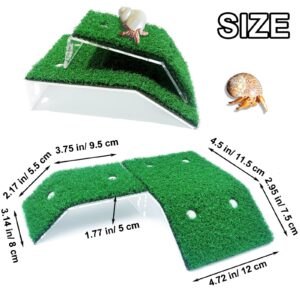 2 Pcs Hermit Crab Climbing Toys Simulation Grass Turtle Ramp Climb Ladder for Aquarium Terrarium Habitat Supplies Hermit Crab Cage Accessory Reptile Basking Platform for Amphibian Frogs Birds