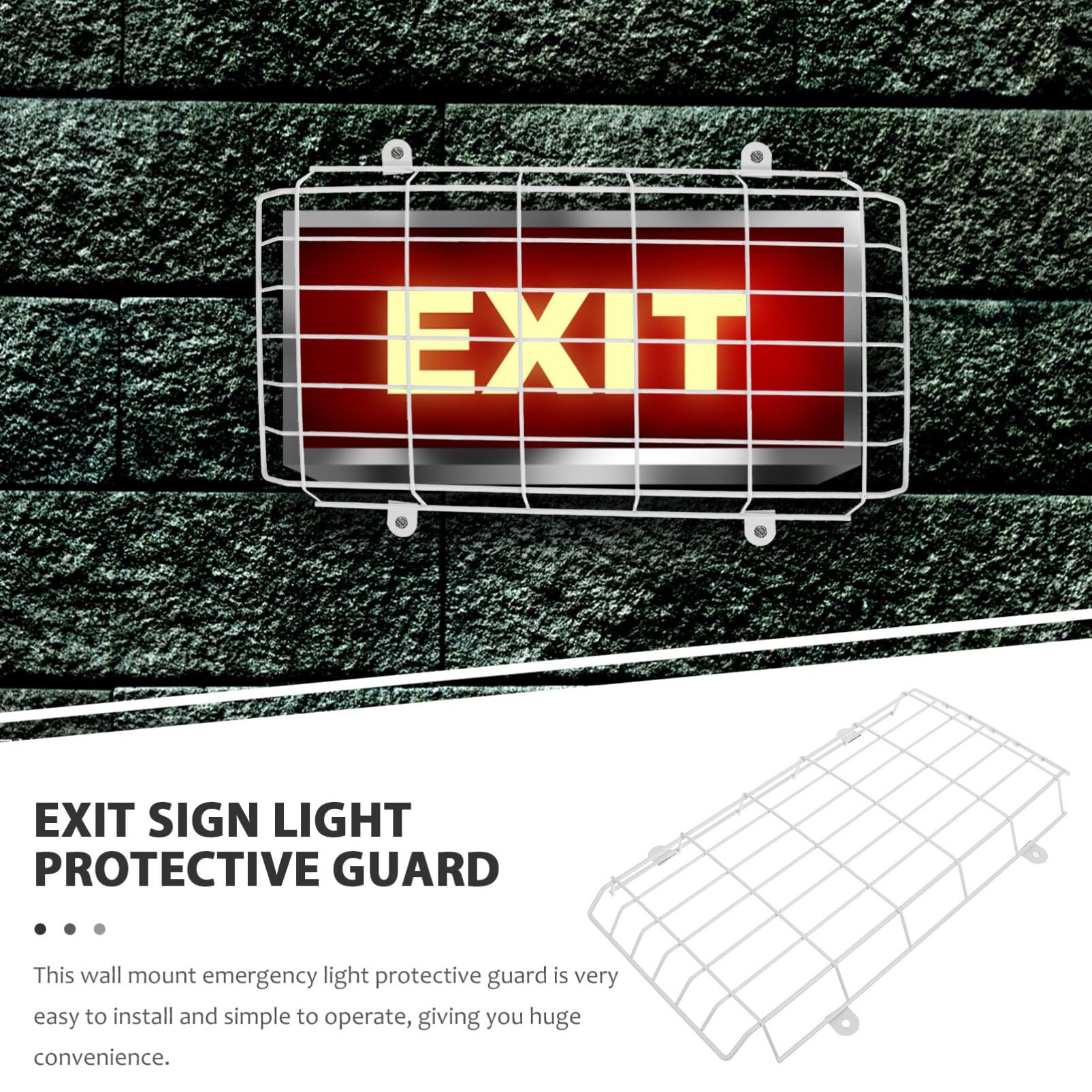 PRETYZOOM Exit Sign Damage Stopper Metal Wire Guard Exit Sign Damage Cage Wall Mounted Emergency Exit Light Protective Cover for Exit Sign or Emergency Light