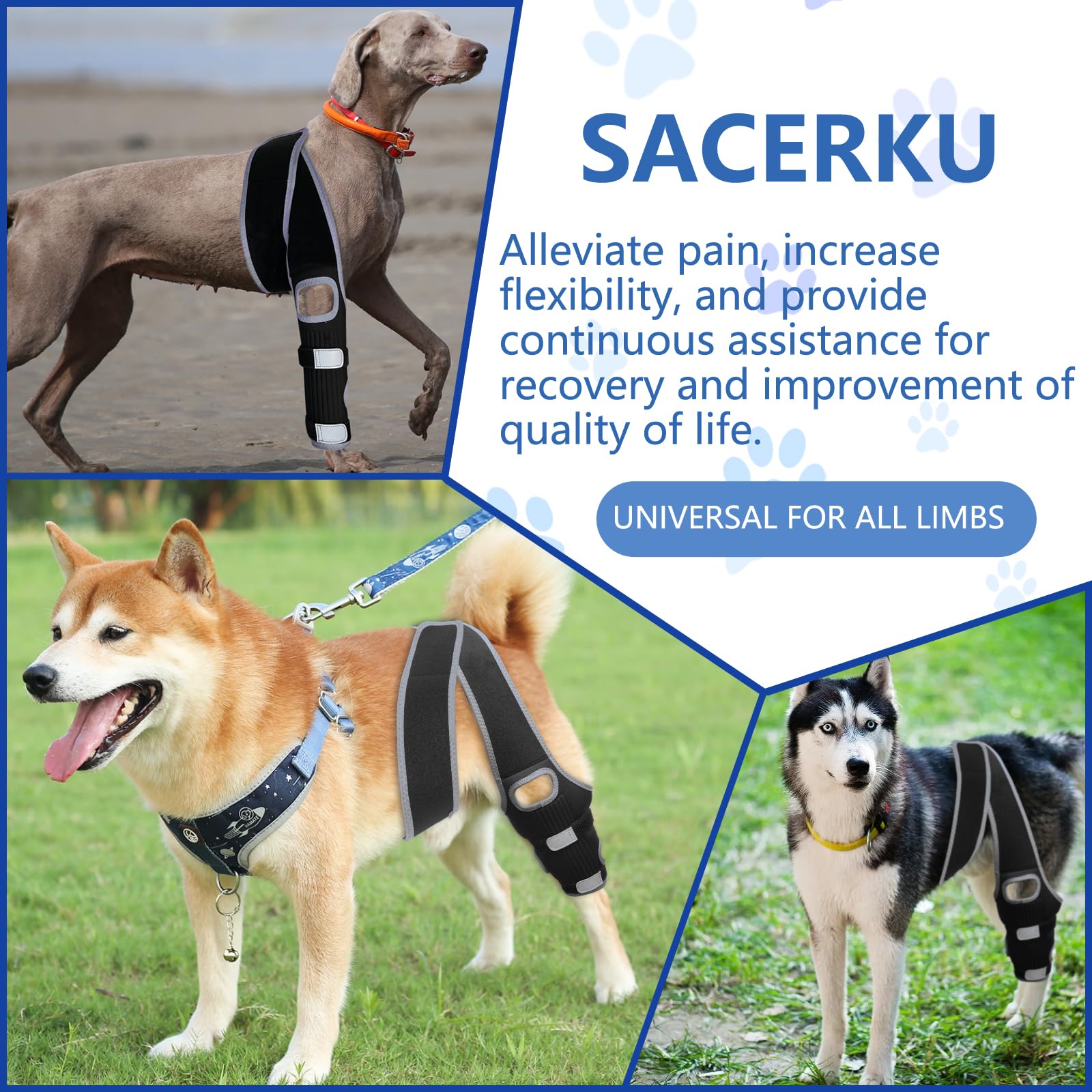 Dog Knee Brace with Side Stabilizers for Dog ACL, Adjustable Canine Shoulder Hip Wraps for Arthritis & Torn CCL, Wound Care & Loss of Stability from Arthritis, Injury & Sprain Protector (XL, Grey)