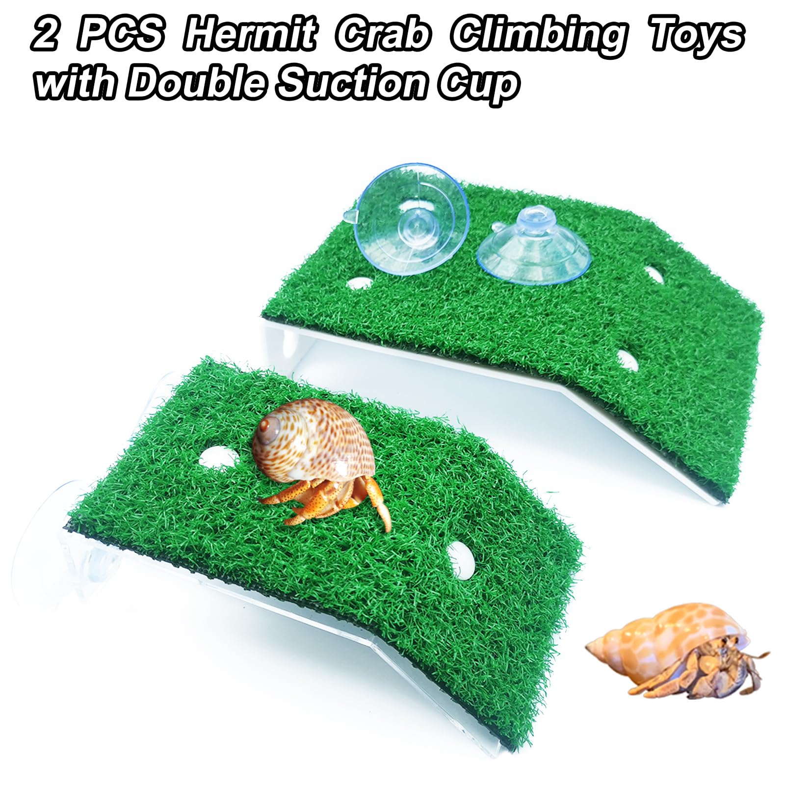 2 Pcs Hermit Crab Climbing Toys Simulation Grass Turtle Ramp Climb Ladder for Aquarium Terrarium Habitat Supplies Hermit Crab Cage Accessory Reptile Basking Platform for Amphibian Frogs Birds