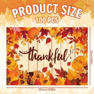 Whaline 100Pcs Fall Thanksgiving Paper Place Mats Pumpkin Leaves Disposable Placemats Autumn Seasonal Decorative Paper Table Mats, 14 x 9.8 Inch