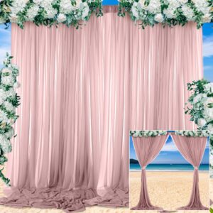 bbto 2 panels dusty rose backdrop curtains for parties wedding pink backdrop curtains polyester wrinkle free window curtains for ceremony party birthday bridal shower graduation decorations 5ft x 10ft